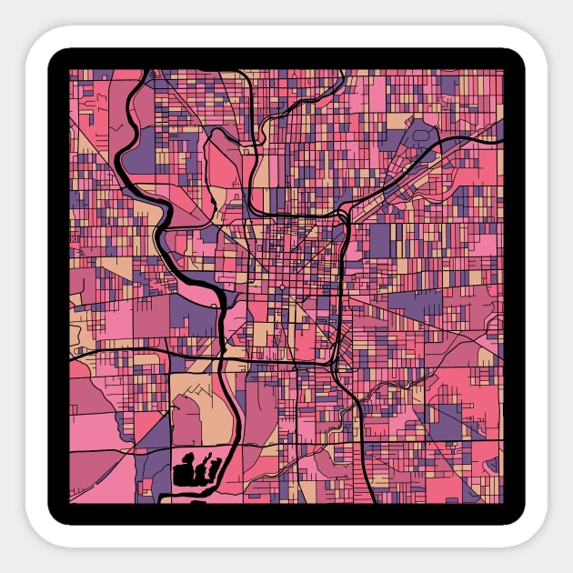 Indianapolis Map Pattern in Purple & Pink - Indianapolis Map - Sticker ...