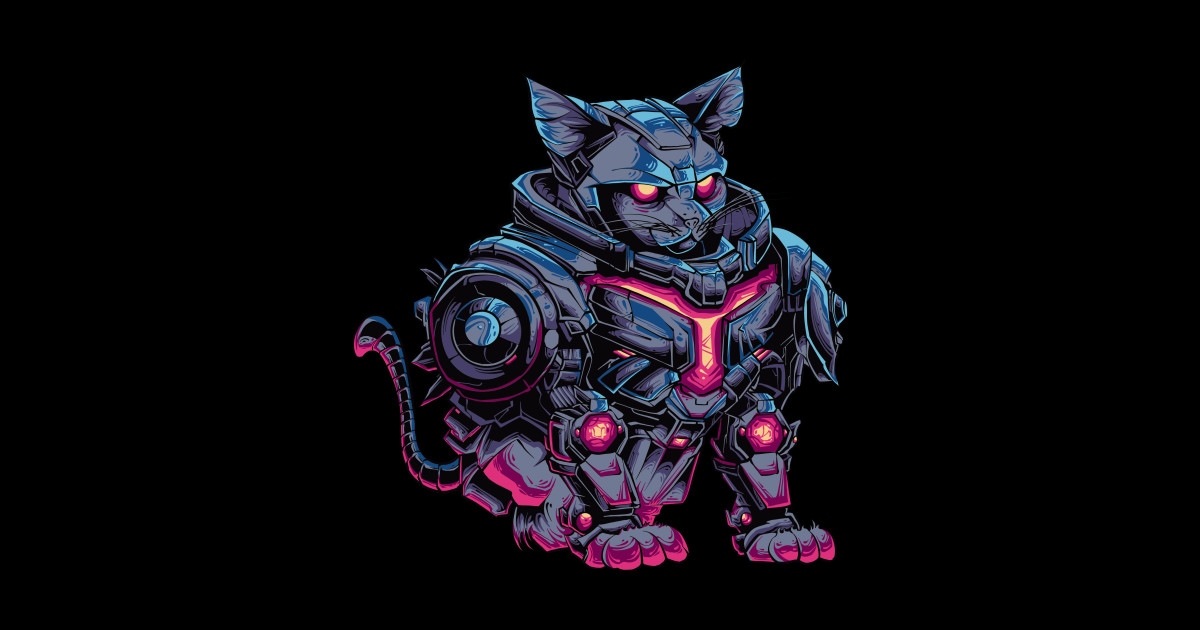Mechatronic Feline: Cyberpunk Cat from the Future - Mecha Cat - Sticker ...
