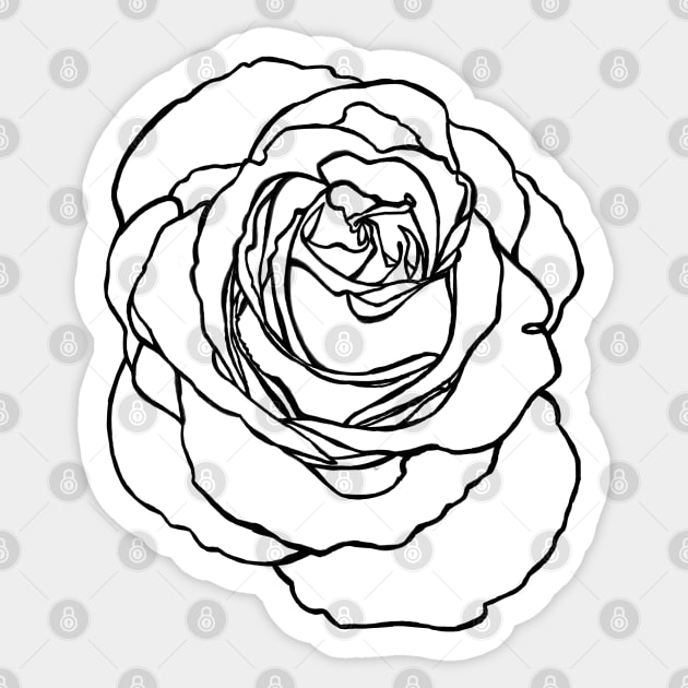 Rose Flower Outline Line Art - Flower Outline - Sticker | TeePublic