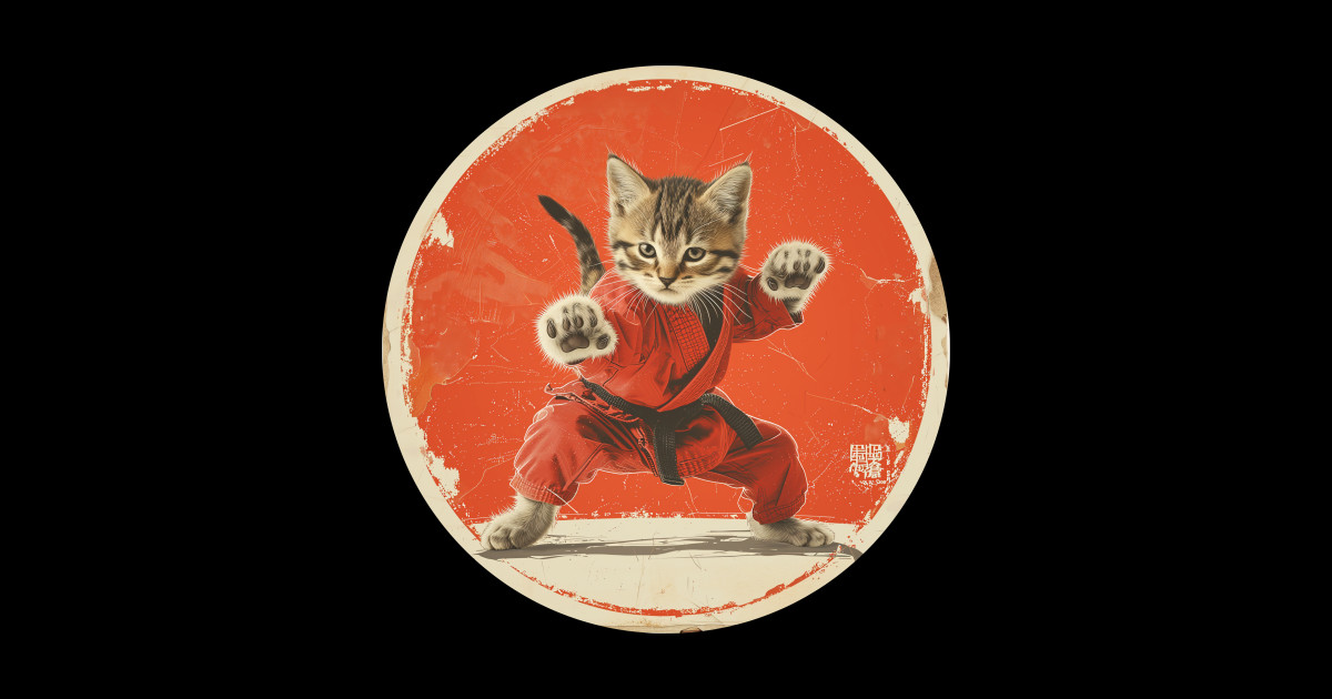 Karate Kitty: The Furry Fist of Fluff - Karate Cat - Sticker | TeePublic