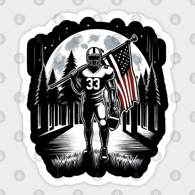 Football Center American Flag Full Moon Football Player - Football ...
