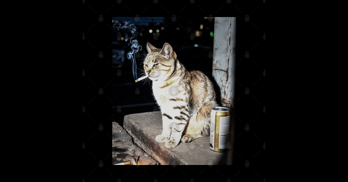 Smoking Cat Meme M4189 - Cat - Sticker | TeePublic