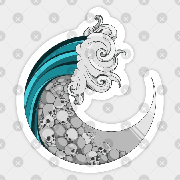 Tide Of The Lunar Skulls - Moon - Sticker | TeePublic