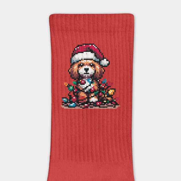 Cavapoo Tangled In Christmas Lights - Pixel Art - Christmas Pixel Art ...