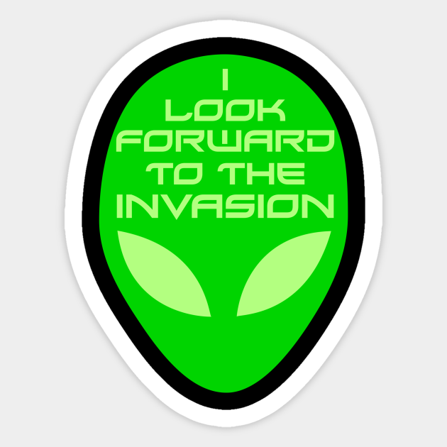 Funny Green Space Alien Invasion - Alien - Sticker | TeePublic