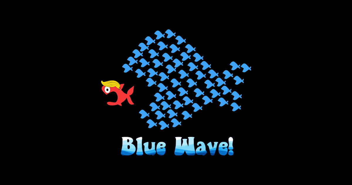 Blue Wave 2024 Funny Big Fish Eat Little Fish Trump Hair - Blue Wave ...