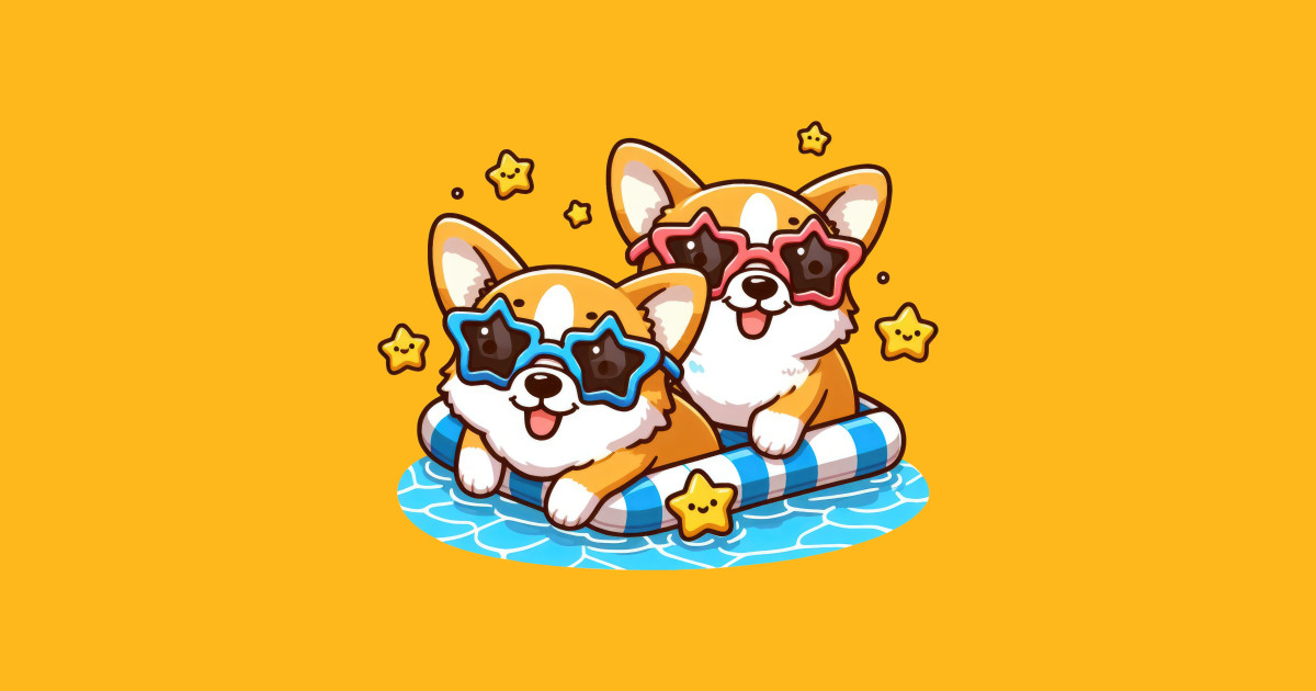 Corgi pool party - Dog Wearing Sunglasses - T-Shirt | TeePublic