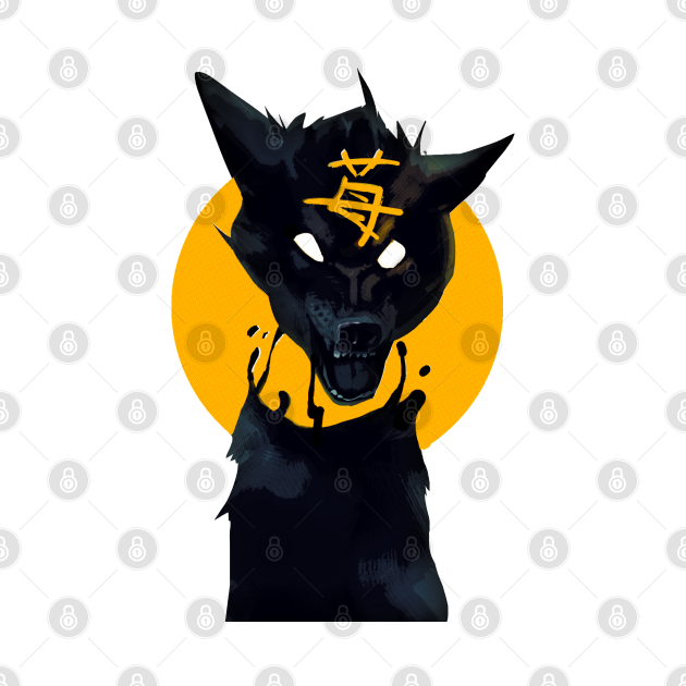 Inugami Yellow Japanese Demon Dog Spirit Yokai - Demon Dog - T-Shirt ...