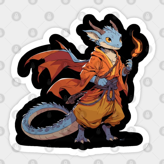 cute monk dragon - Monk Dragon - Sticker | TeePublic