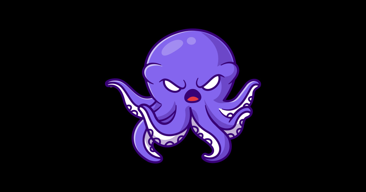 Cute Angry Octopus Cartoon - Cute Angry Octopus Cartoon - T-Shirt ...