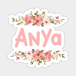 Flower Border Anya Name Label Magnets for Sale | TeePublic