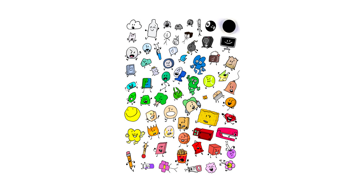 BFDI All Characters (Transparent) - Bfb - T-Shirt | TeePublic