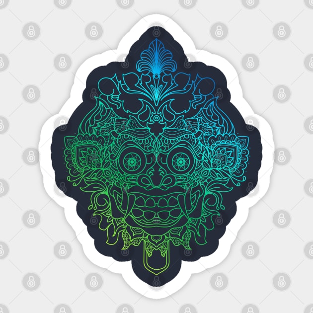 Barong Bali Lineart - Barong Mask - Sticker | TeePublic