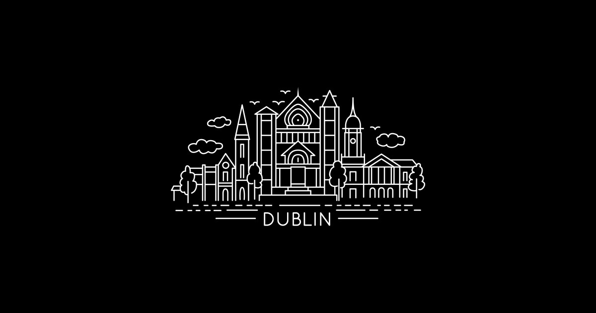 Dublin Line Art (white version) - Dublin - Sticker | TeePublic