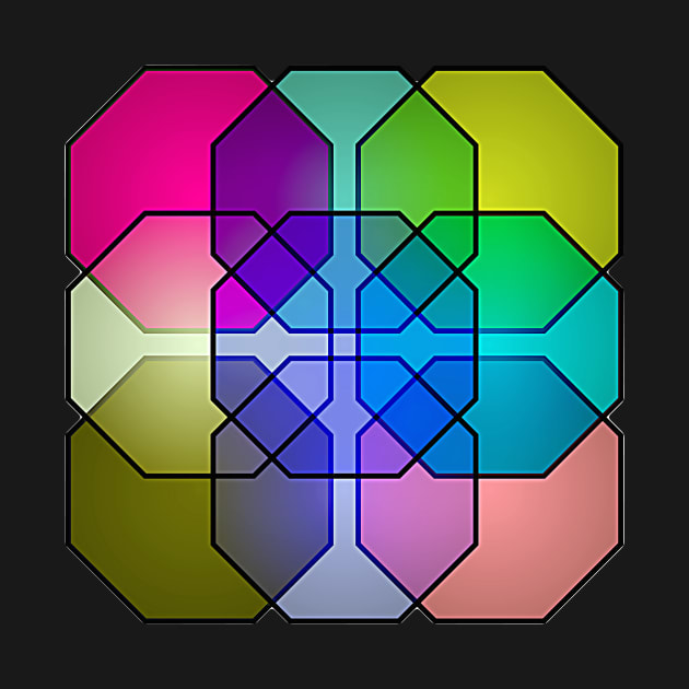 Neo Geo Colorful Octagons in Muted Rainbow Colors - Rainbow Geometric ...