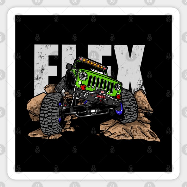 Green Jeep Flex - 4x4 Offroad - Sticker | TeePublic