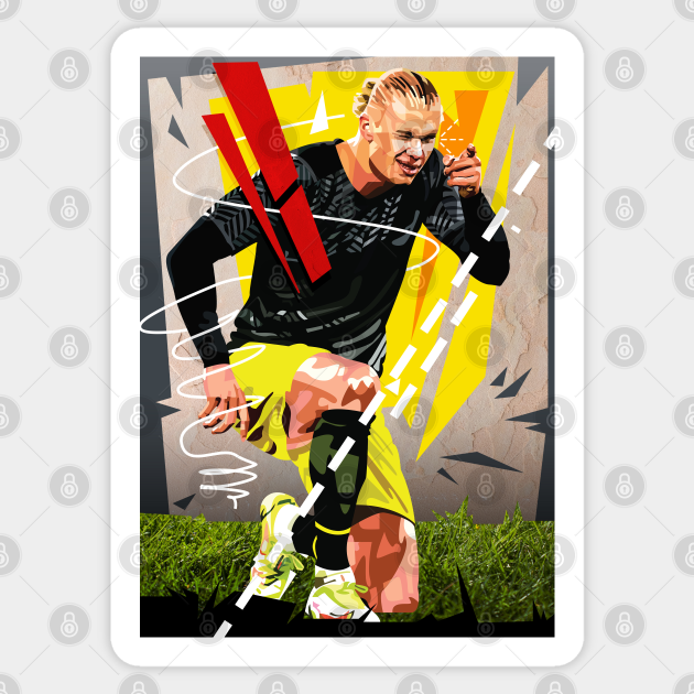 Erling Haaland in Black - Erling Haaland - Sticker | TeePublic