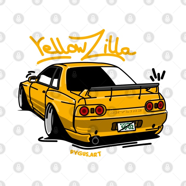 Stance Skyline R32 Cartoon Style godzilla - Skylinegtr - T-Shirt ...