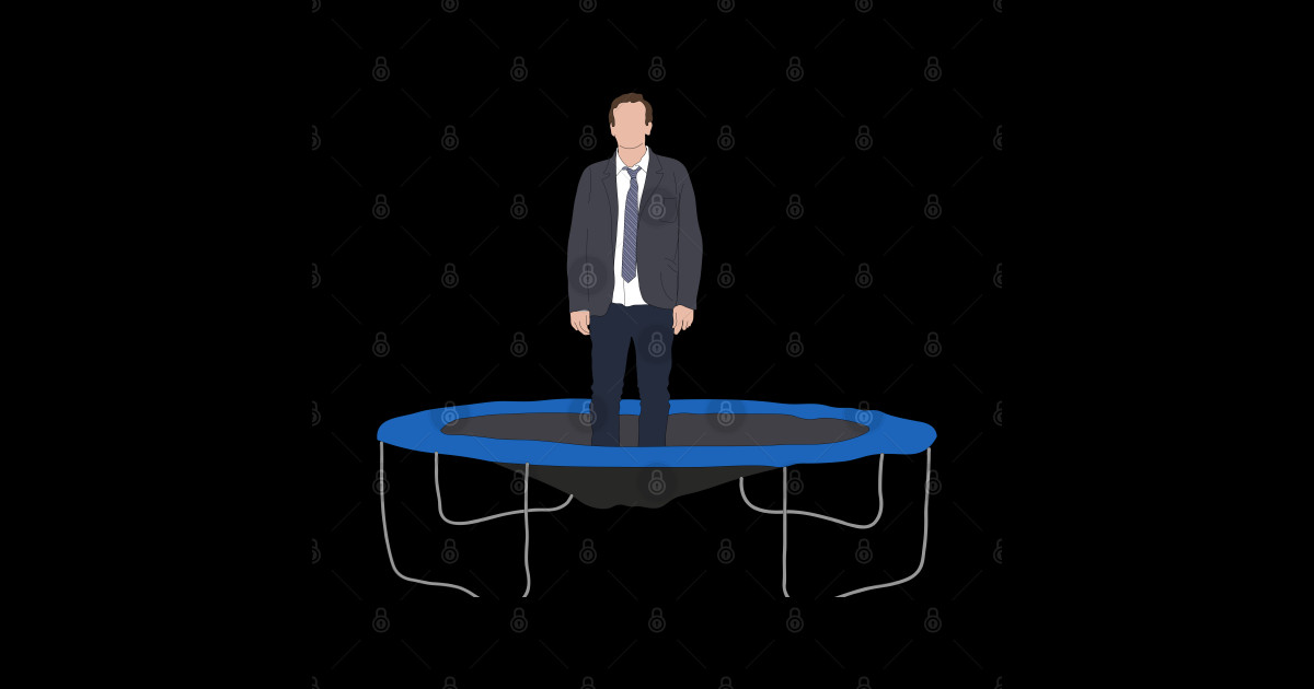 Sad guy on Trampoline - Jimmy Shrinking - Shrink - Sticker | TeePublic