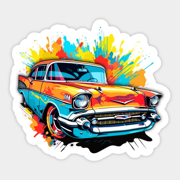 1957 Chevy Classic Hot Rod '57 Vintage Car HotRod - 57 Chevy - Sticker ...