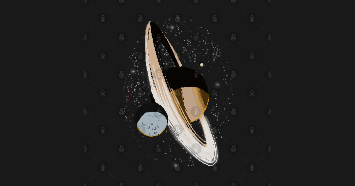 Pixel art of Saturn - transparent background - Saturn - T-Shirt | TeePublic