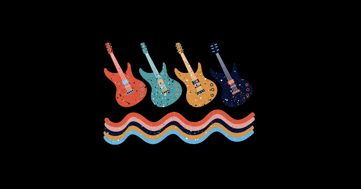 Vintage electric guitars in retro colors - Vintage Guitars - Sticker ...