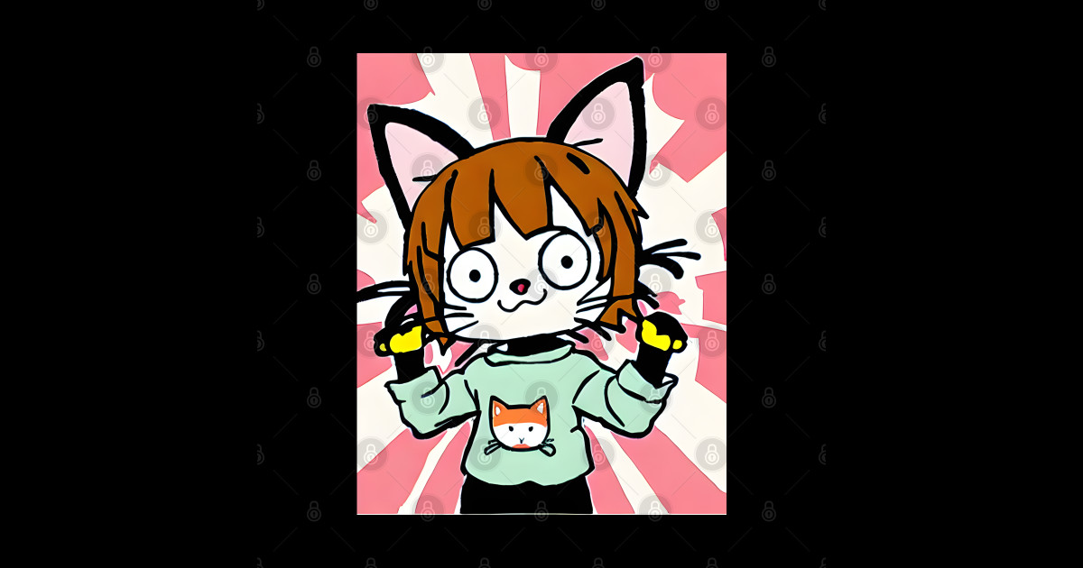 NYA Cute Catboy Drawing - Kawaii Cat - Sticker | TeePublic