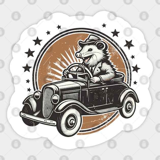 Possum Driving Car - Possum - Sticker | TeePublic