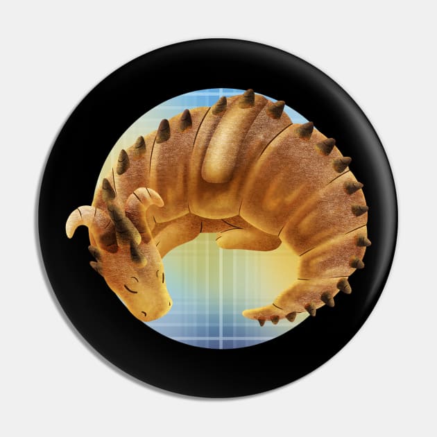 Kawaii Croissant Dragon - With Background - Dragon - Pin | TeePublic