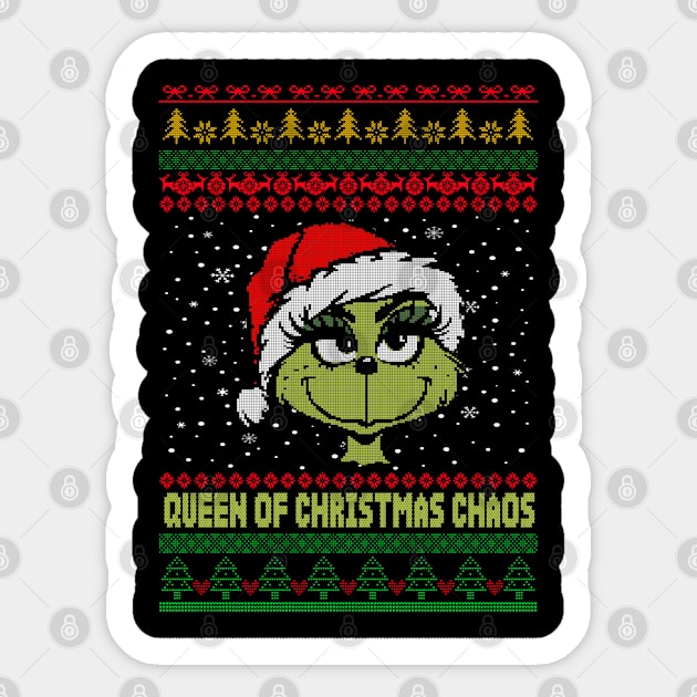 Queen of Grinchmas Chaos - Grinch - Sticker | TeePublic