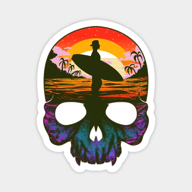 surfer shadow in skull silhouette - Silhouette - Magnet | TeePublic