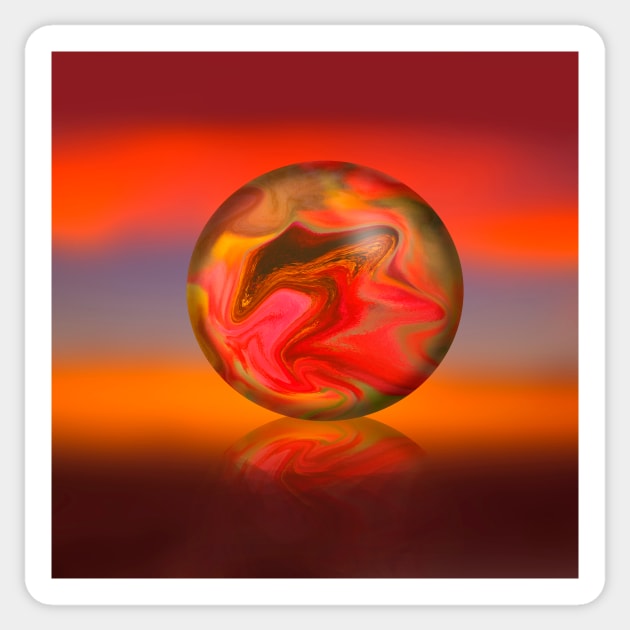 Sunset sky background with digital sphere - Sunset Colours - Sticker ...