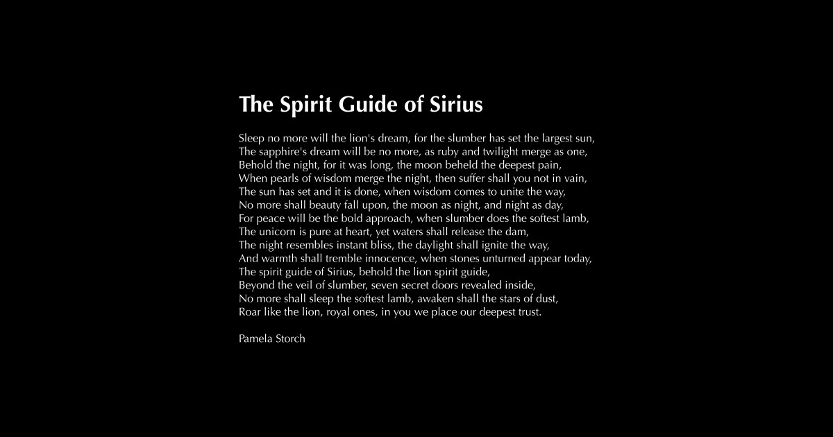 The Spirit Guide of Sirius Poem Collector's Edition - Pamela Storch ...