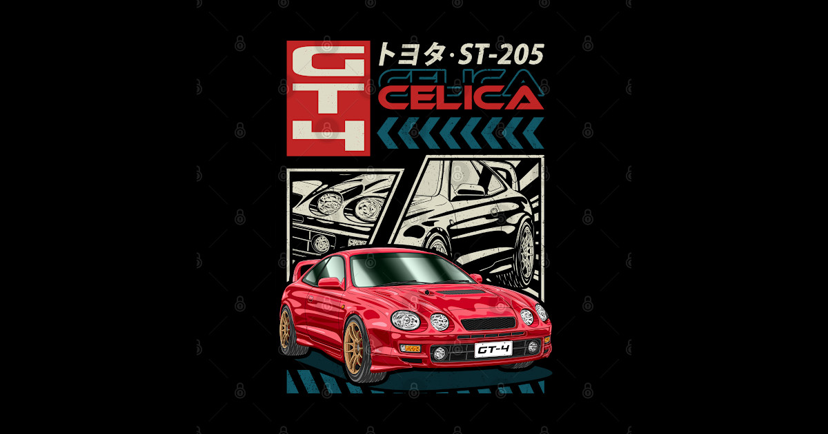 Red Toyota Celica GT-4 ST205 Comic Style - Toyota Celica - Posters and ...