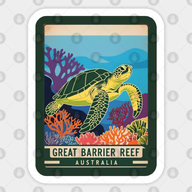 A Vintage Illustration of Great Barrier Reef Marine Park - Australia ...