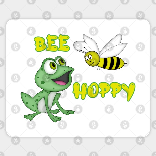 Frog & Honeybee BEE HOPPY (Be Happy) Cartoon - Be Happy - Sticker ...