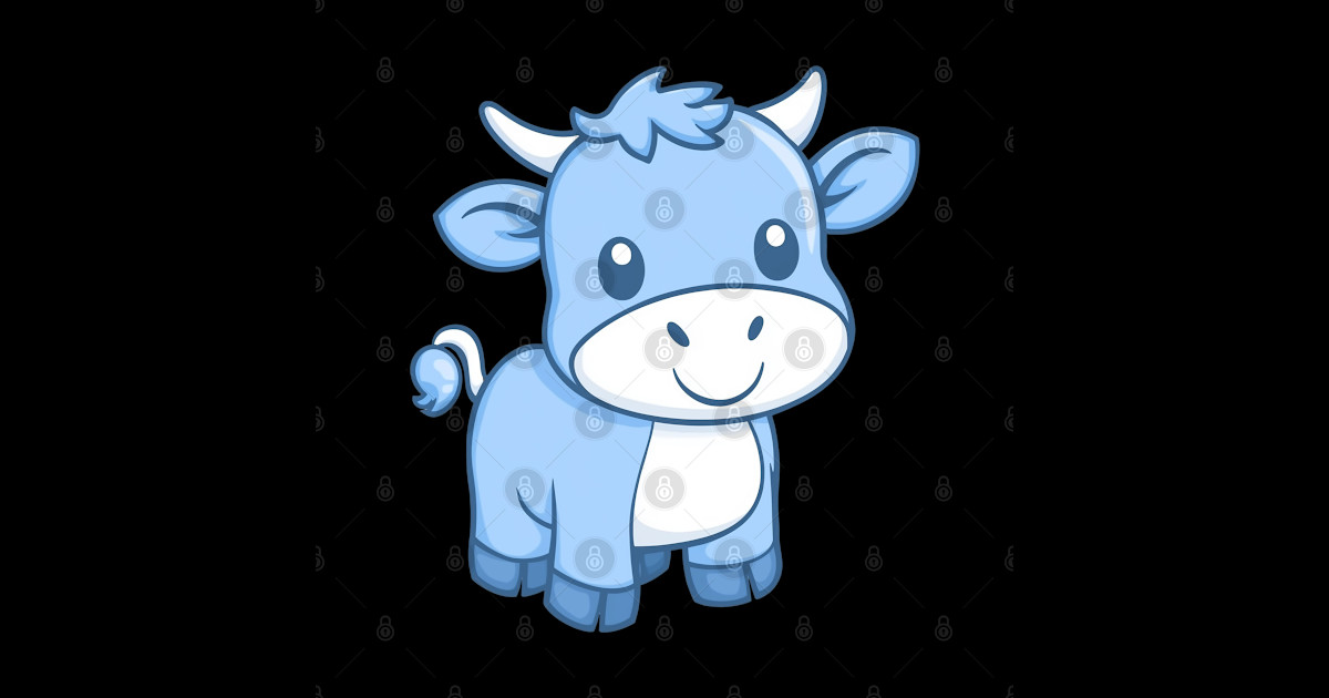 Cute Blue Cow Graphic - Cow - Posters and Art Prints | TeePublic