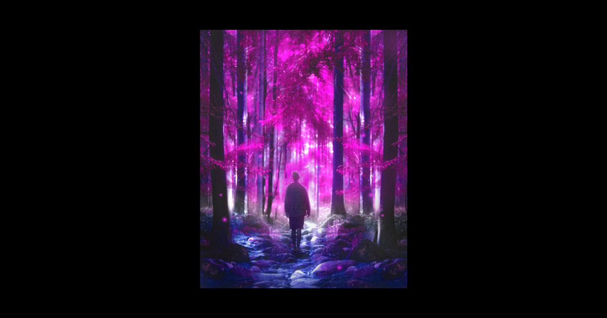 trippy forest - Magenta - Sticker | TeePublic