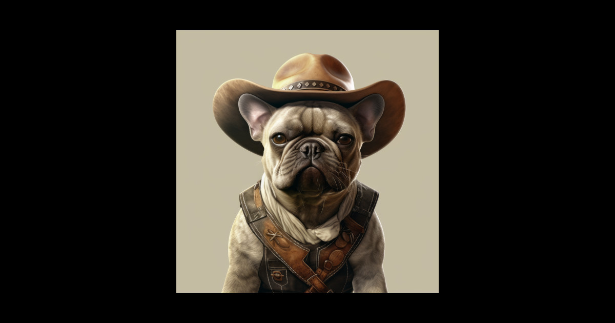 Cowboy Dog - French Bulldog - Cowboy Dog - Sticker | TeePublic