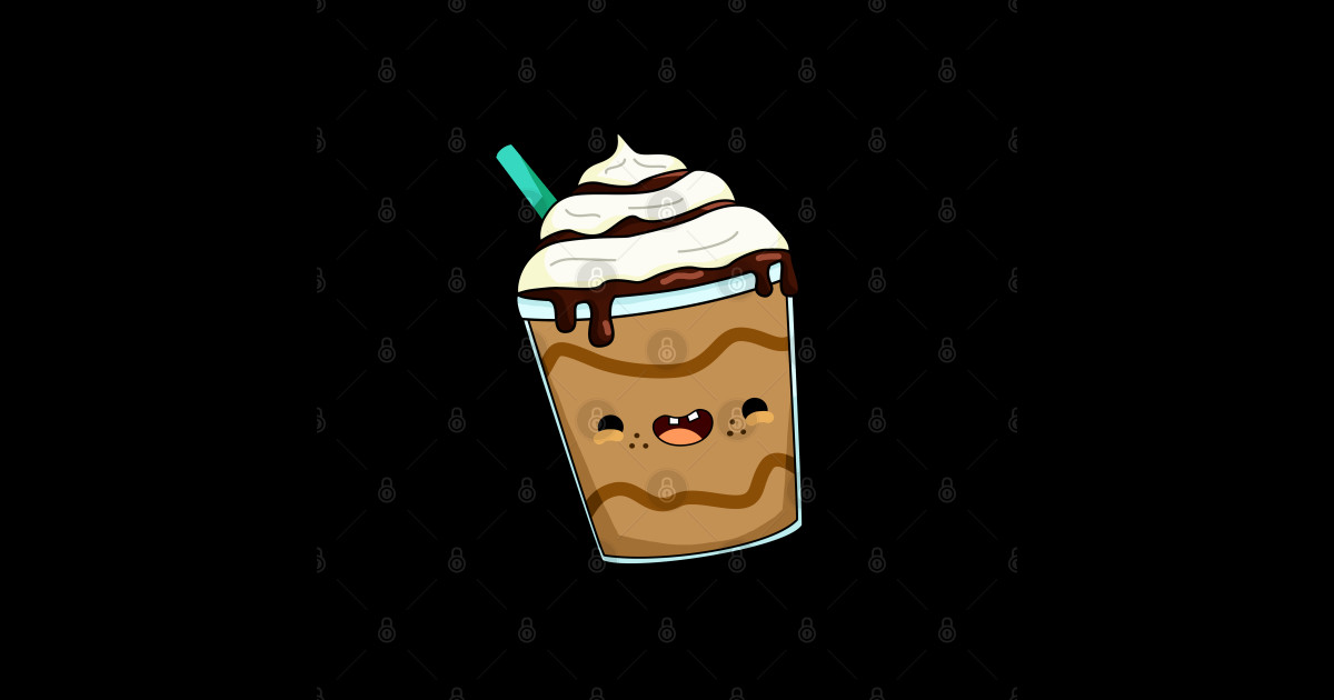Don't Worry Be Frappey Cute Frappuccino Pun - Coffee Puns - Sticker ...