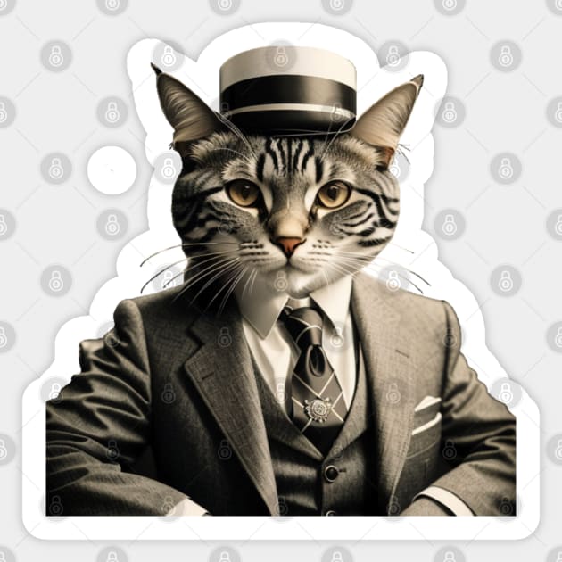 Vintage 1940s Mobster Cat - Funny Cats - Sticker | TeePublic