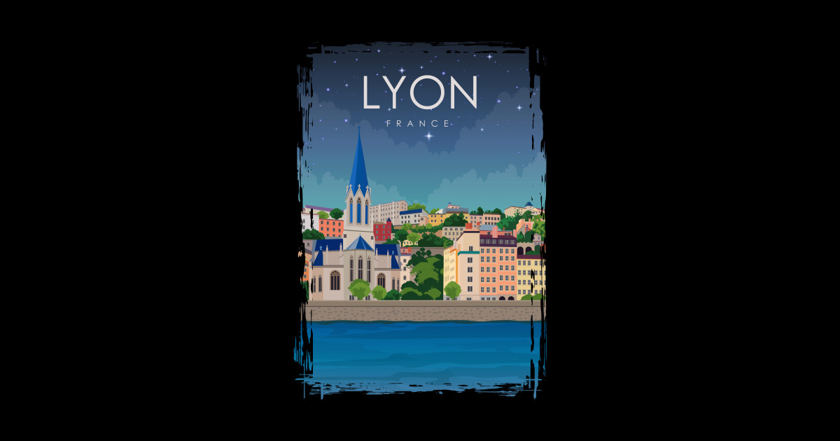 Lyon France Vintage Minimal Retro Travel Poster - Lyon - Sticker ...