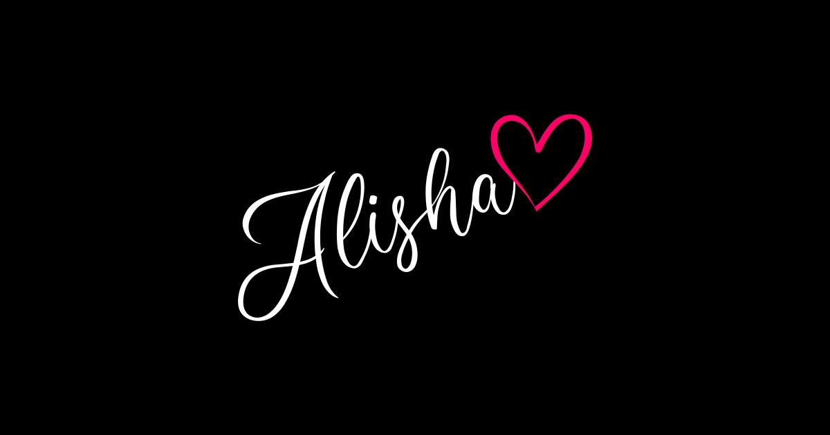 Alisha Name Calligraphy Pink Heart - Alisha Name - T-Shirt | TeePublic