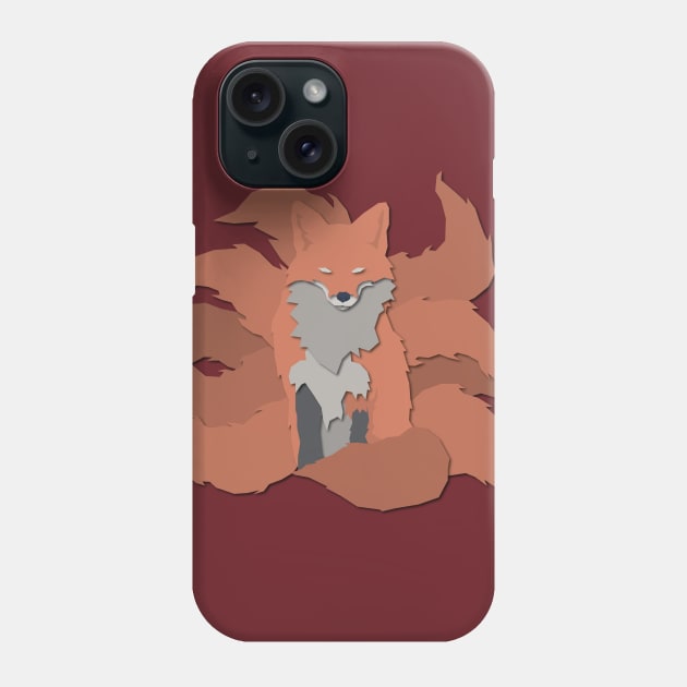 9 Tails Kitsune (Papercut Illustration) - Kitsune Fox - Phone Case ...