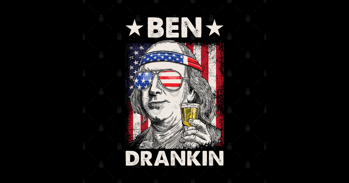 Ben Drankin Party Vintage USA - Ben Drankin 4th Of July - Sticker | TeePublic