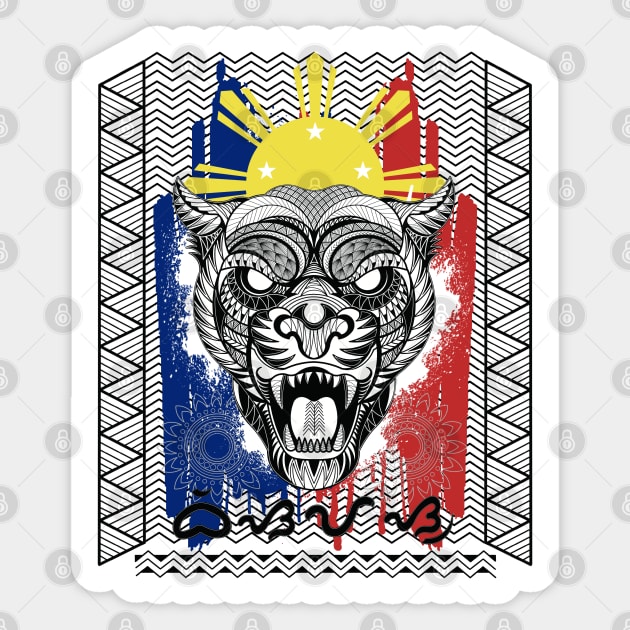 Philippine Flag Tribal line Art Tiger / Baybayin word Bisayas (Visayas ...
