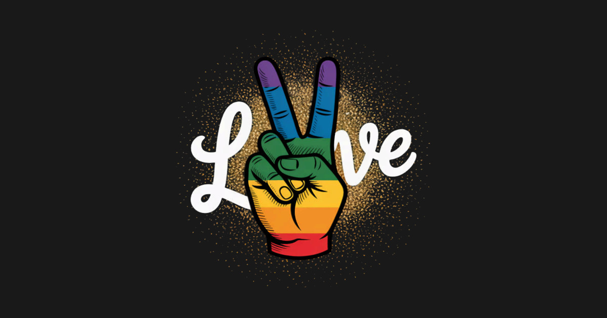 Love Peace Sign Rainbow Flag LGBT - Lgbt - T-Shirt | TeePublic