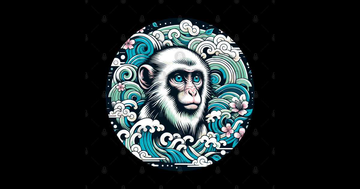 Japanese style monkey - Monkey Art - Sticker | TeePublic