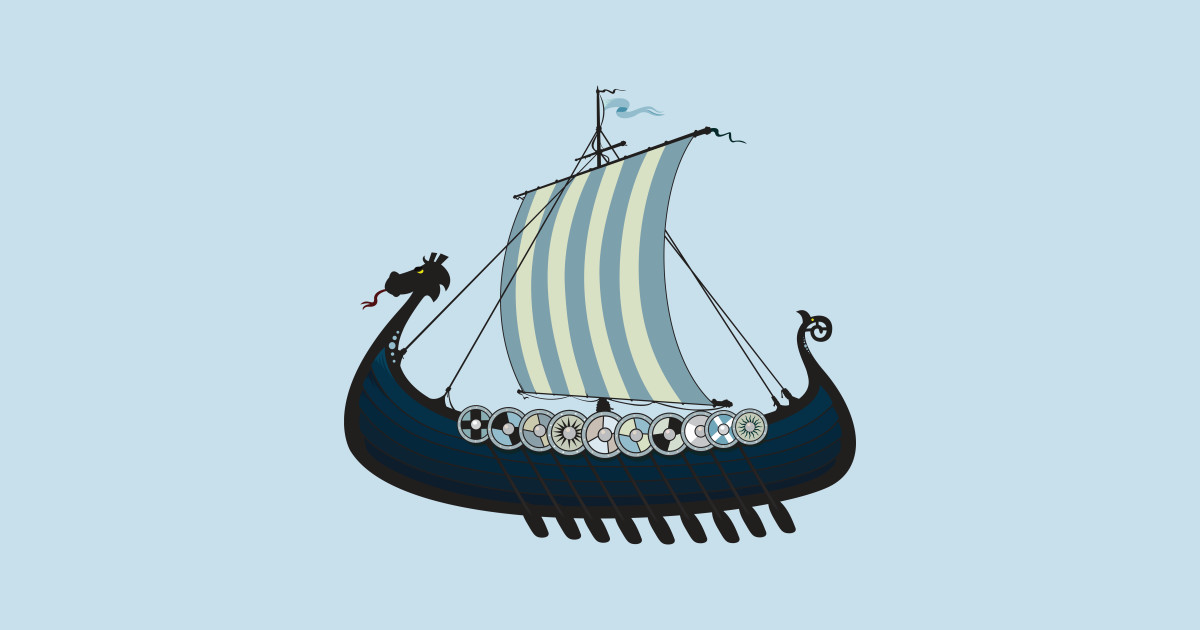 Blue viking ship - Vikings - T-Shirt | TeePublic