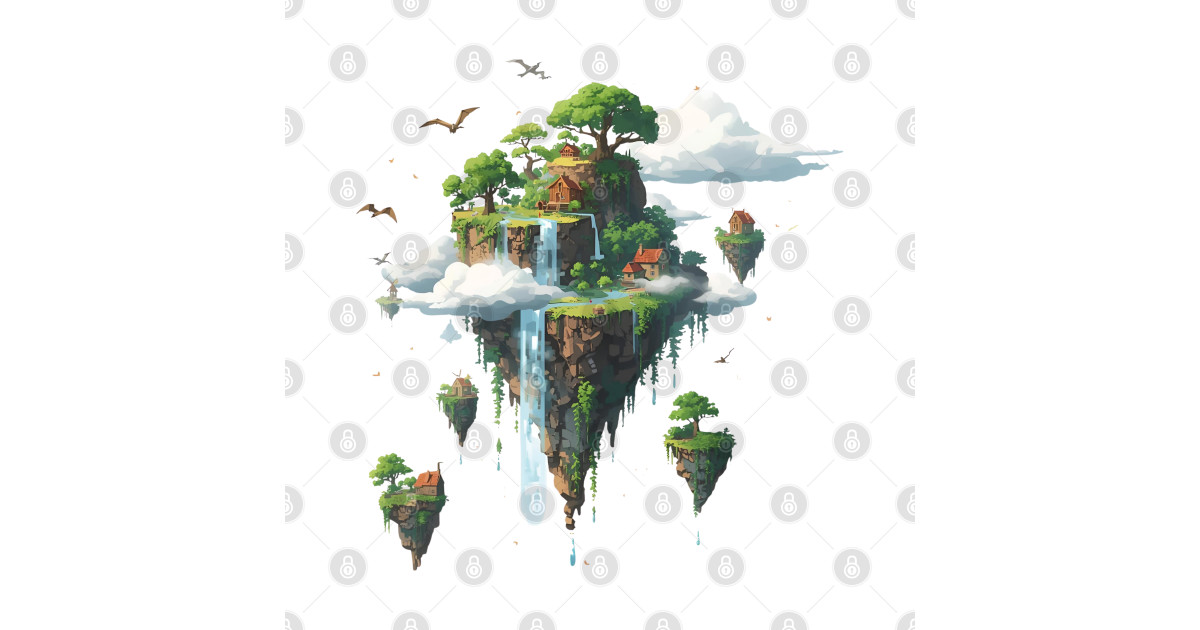 Magical Floating Islands with Trees, Birds & Dragons - Fantasy - T ...